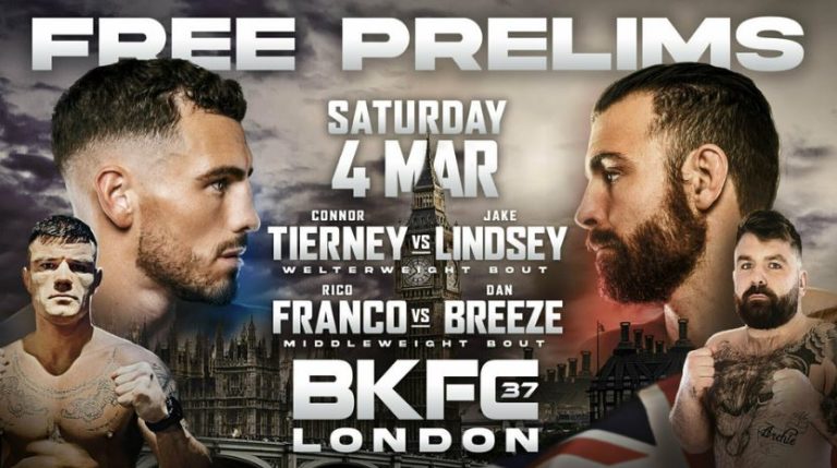 BKFC 37 London: Tierney vs Lindsey Free Fight Live Stream Prelims Video
